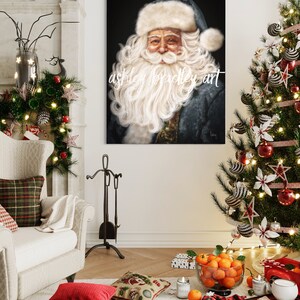Blue Santa Canvas Print, Santa Painting, Santa Art, Christmas Art ...
