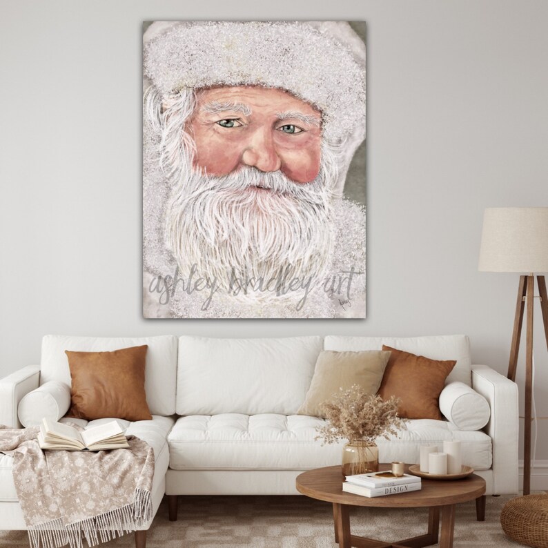 Santa Canvas Print Santa Painting Santa Art Christmas Art - Etsy