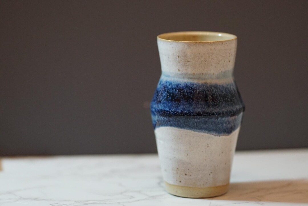 Angled Blue Ceramic Bud Vase - Etsy