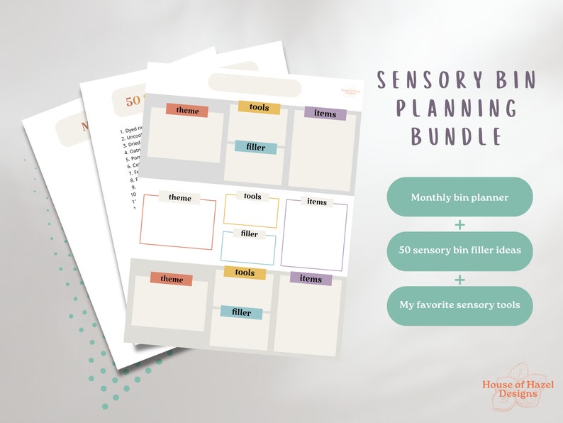 Printable Sensory Bin Planning Template for Fun & Learning - Instant ...