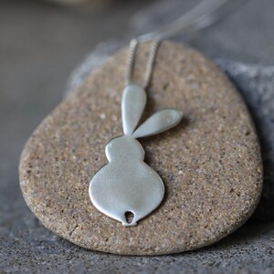 Handmade Sterling Silver Bunny Pendant Necklace: Long Minimalist ...