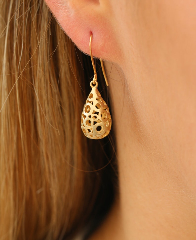 Gold Teardrop Earrings Dangle Teardrop Earrings Earrings Etsy