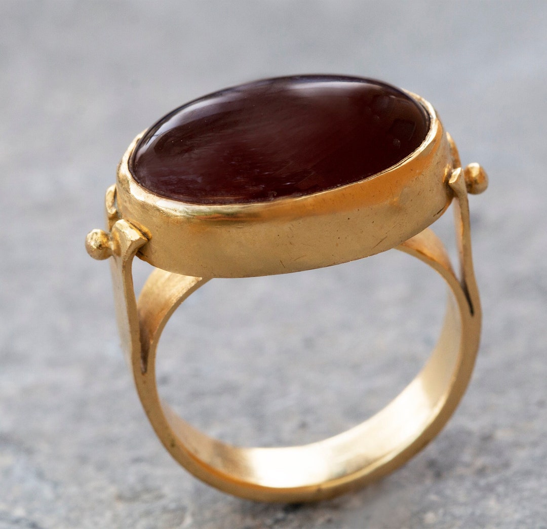 Gold-filled Solitaire Ring for Women, Carnelian Oval Gold Ring - Etsy