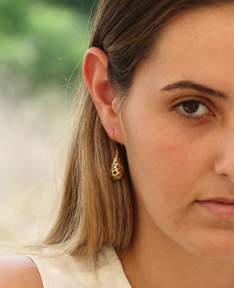 Gold Teardrop Earrings Dangle Teardrop Earrings Earrings Etsy