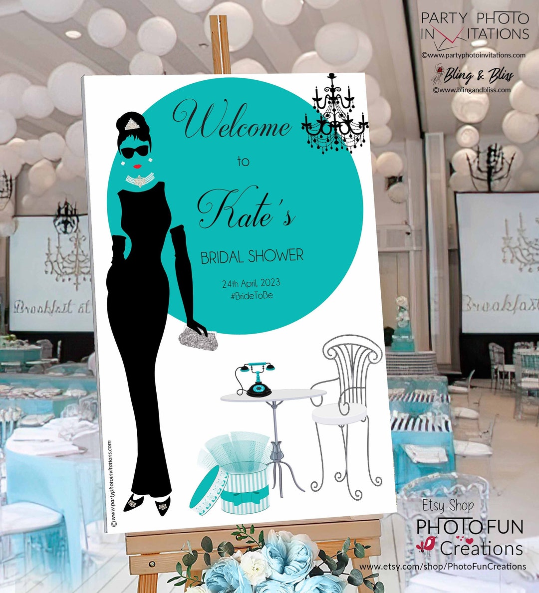 Tiffany Bridal Shower Welcome Sign, Bridal Shower Invitation, Tiffany ...