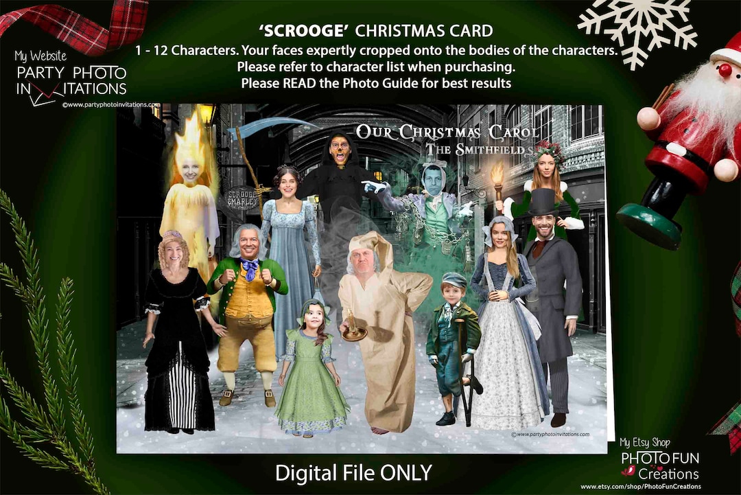 Scrooge Christmas Card, A Christmas Carol Family Christmas Card, Funny ...