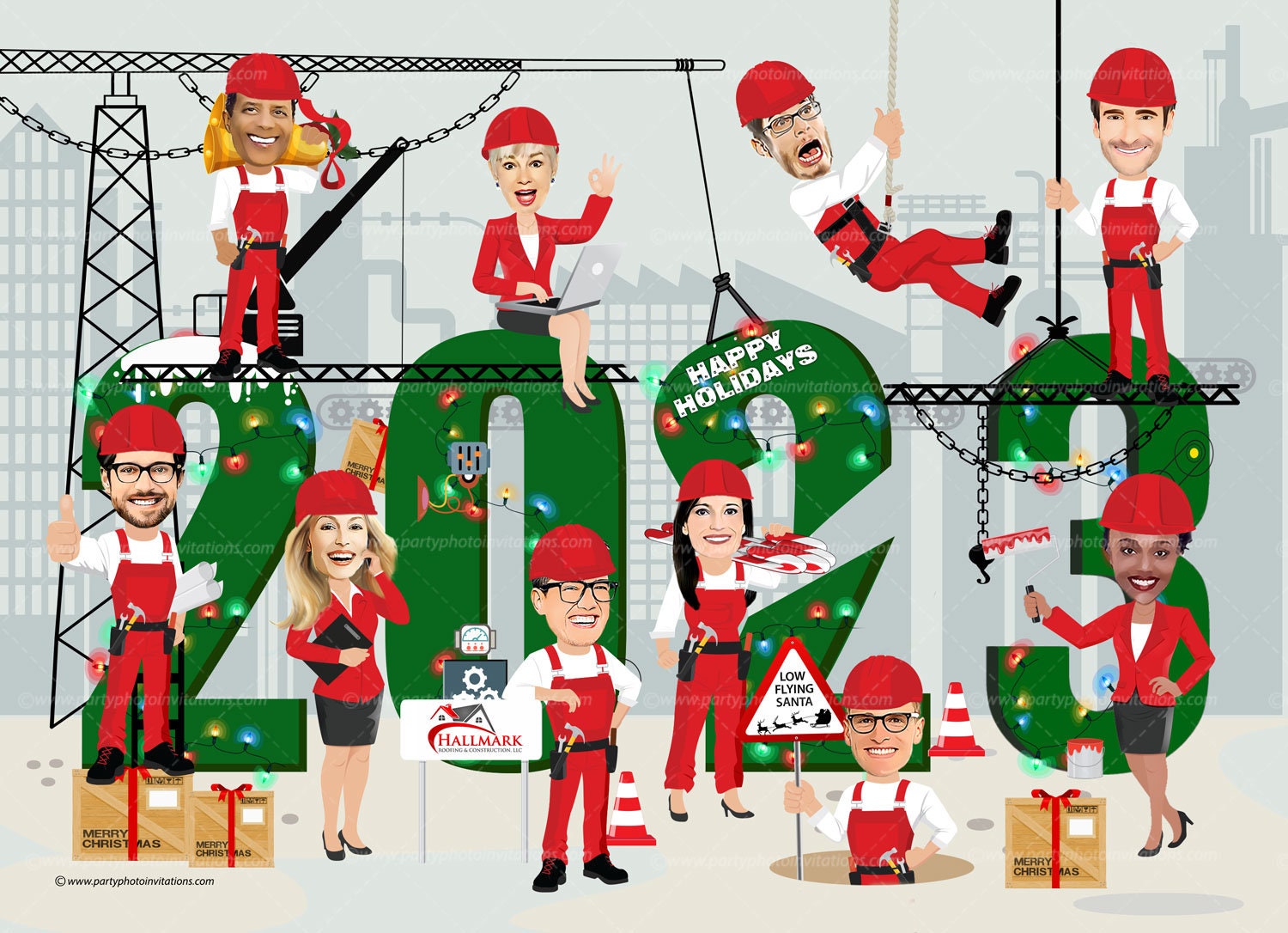 Construction Themed Holiday Cards Construction Company Christmas Card