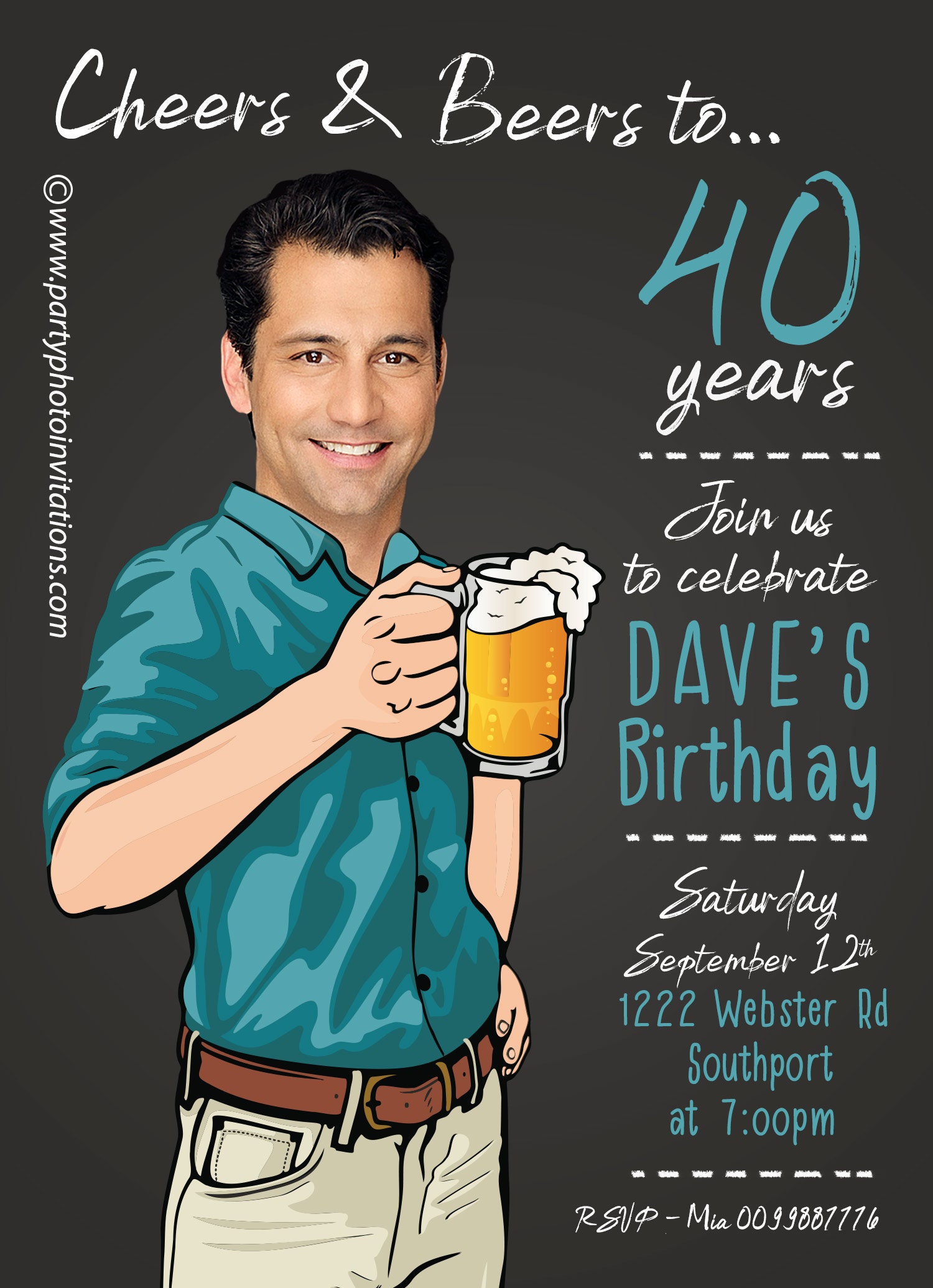 Man's Birthday Party Invitation30th 40th 50th 60th Any | Etsy