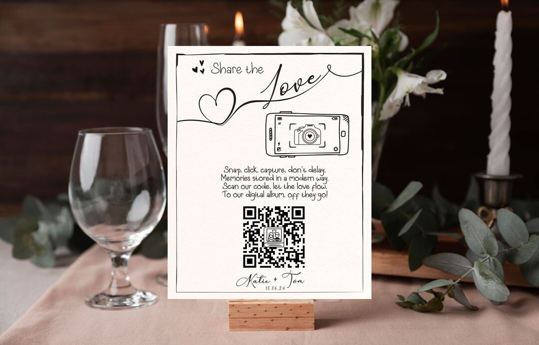 Capture the Love QR Code, Wedding Photo Signs, Share the Love, Wedding ...