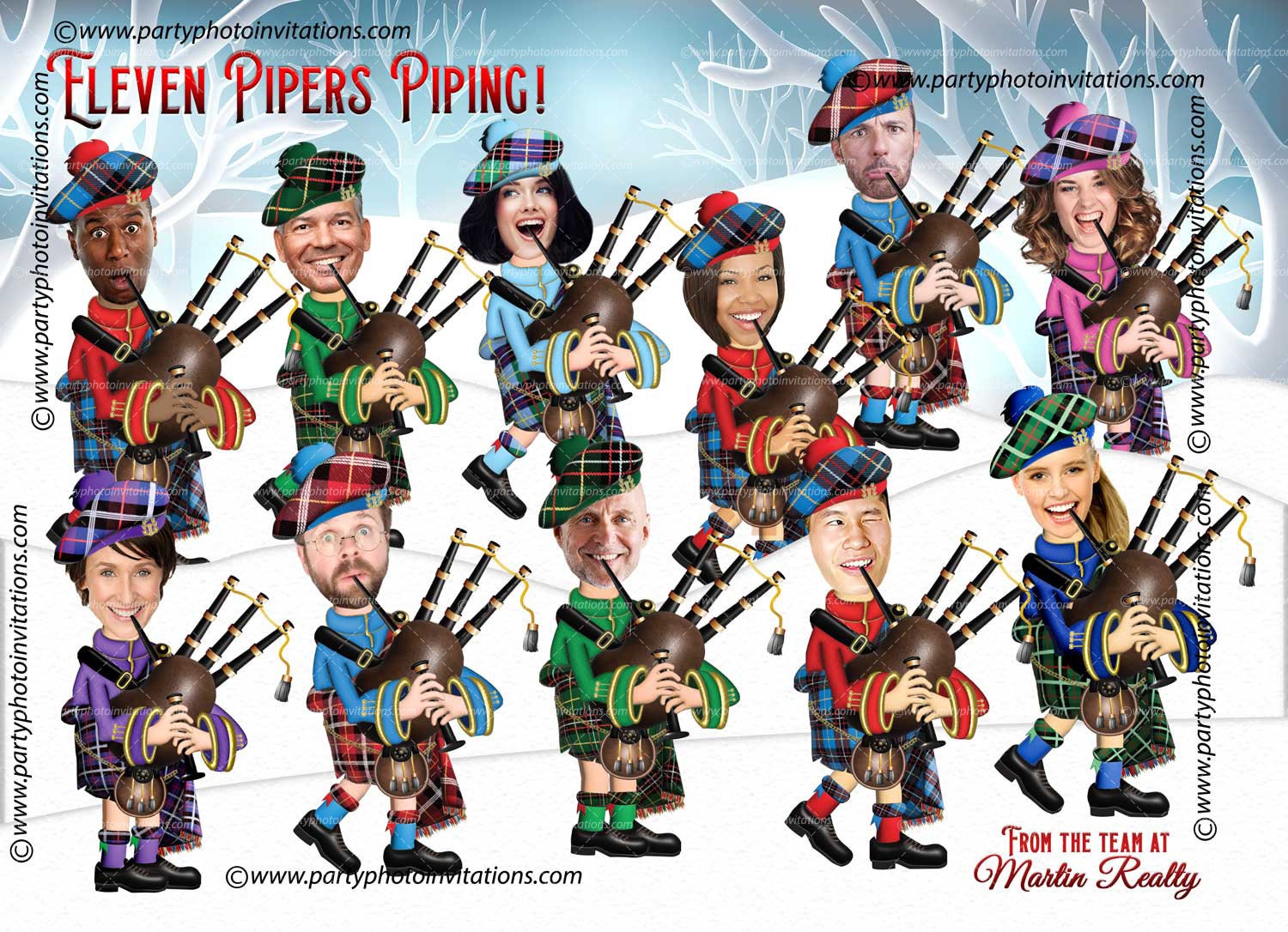 Eleven Pipers Piping Company Christmas Card 12 Days of - Etsy