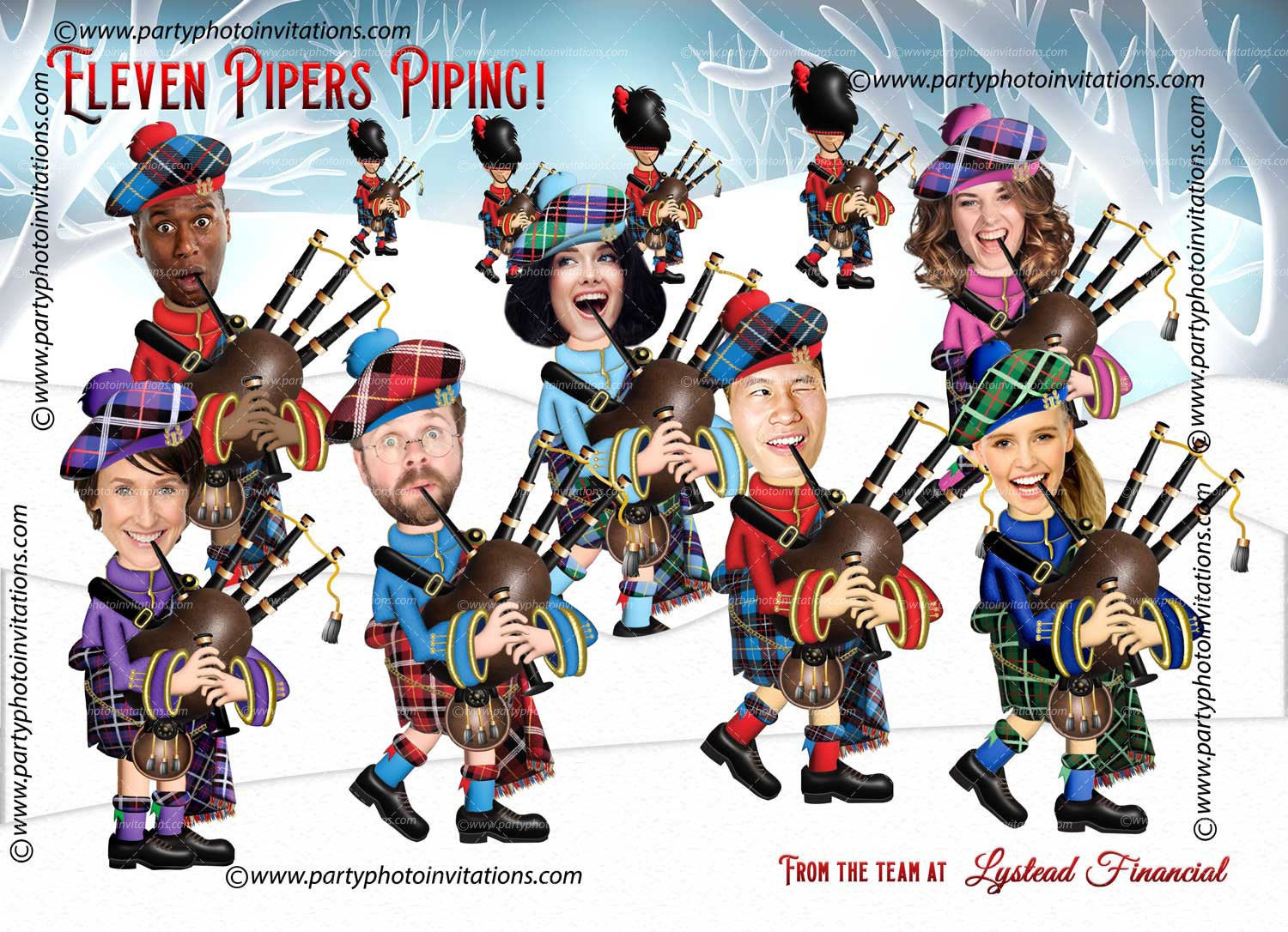 Eleven Pipers Piping Company Christmas Card 12 Days of - Etsy