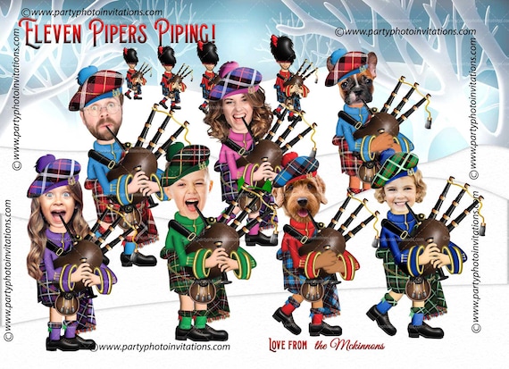 Eleven Pipers Piping Clipart Sun