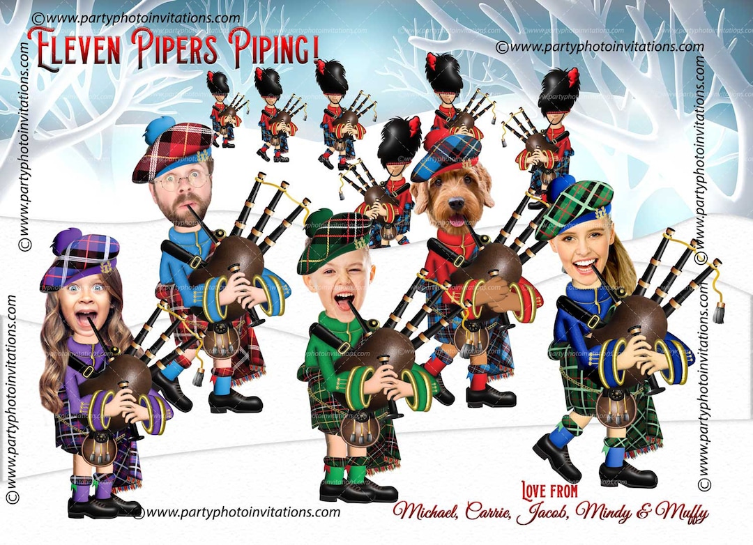 Eleven Pipers Piping Clipart Sun