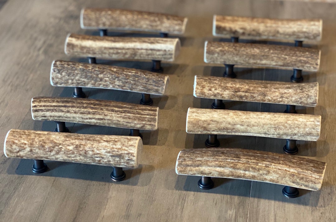 4.5”-5” Real Natural Elk Antler Cabinet Handle, Drawer Pulls (1 Each ...