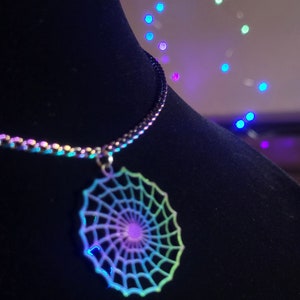 Rainbow Steel Spider Web Chain Necklace - Etsy