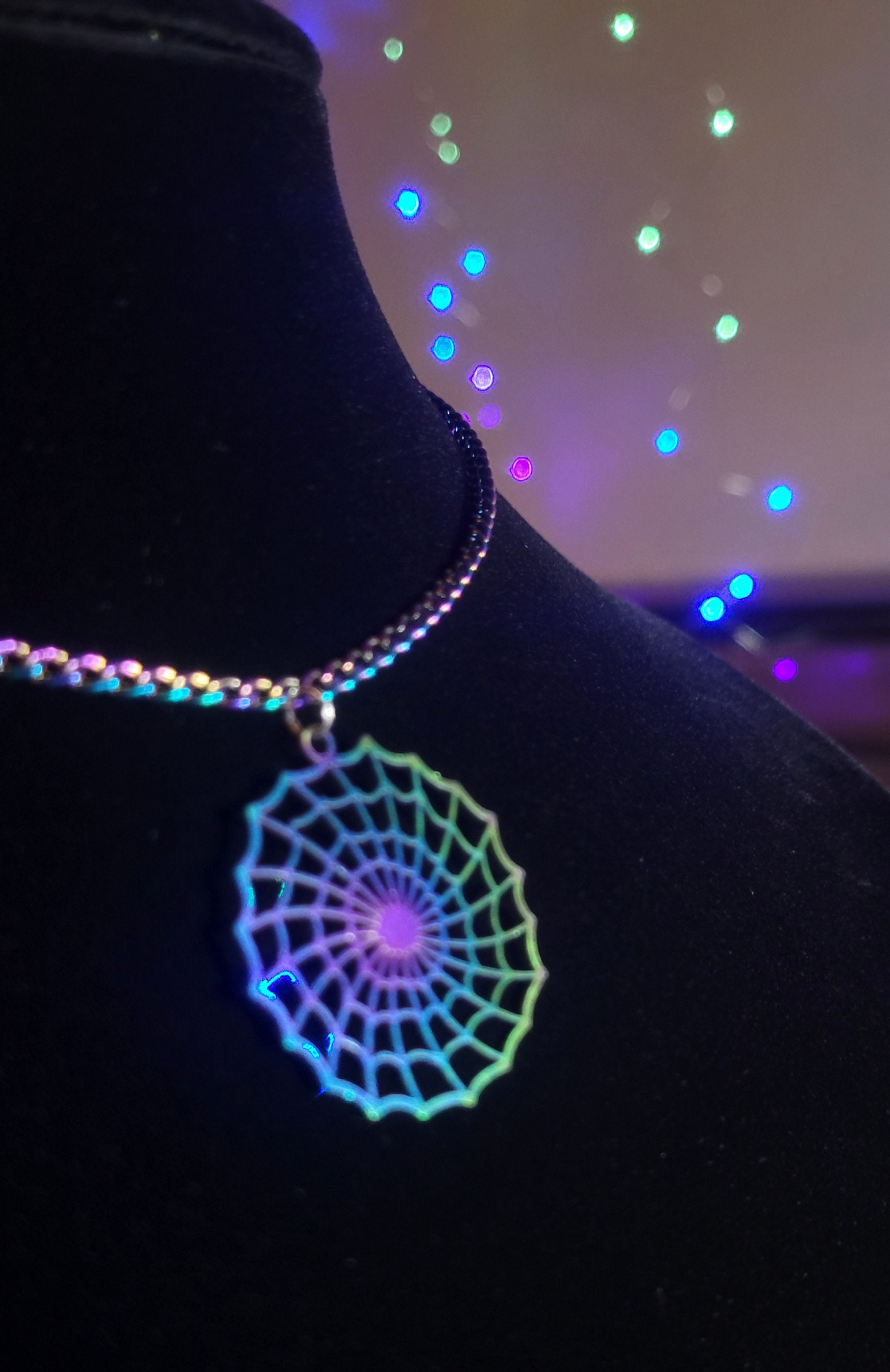 Rainbow Steel Spider Web Chain Necklace - Etsy