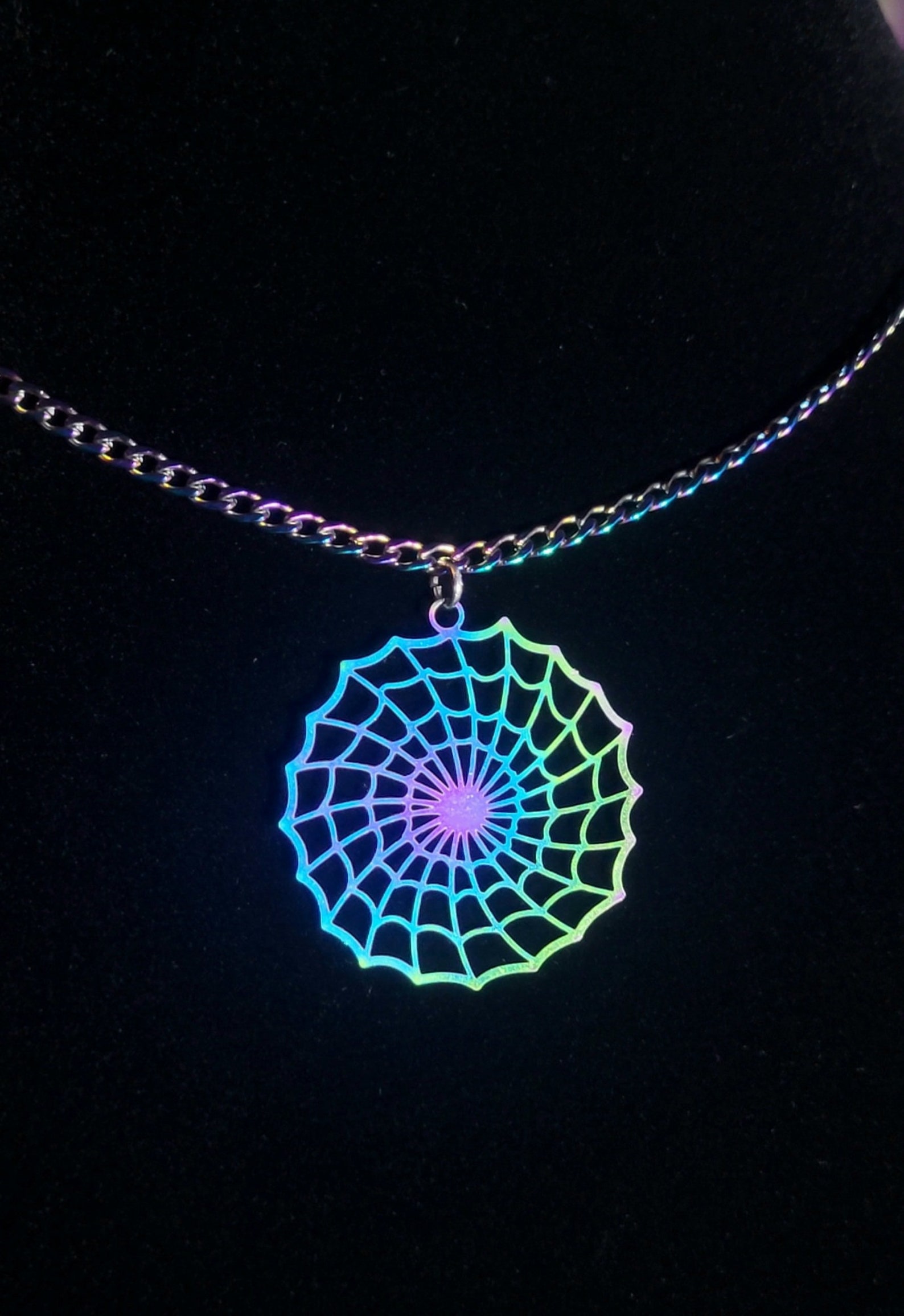 Rainbow Steel Spider Web Chain Necklace - Etsy