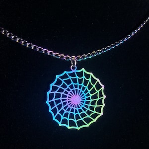 Rainbow Steel Spider Web Chain Necklace - Etsy