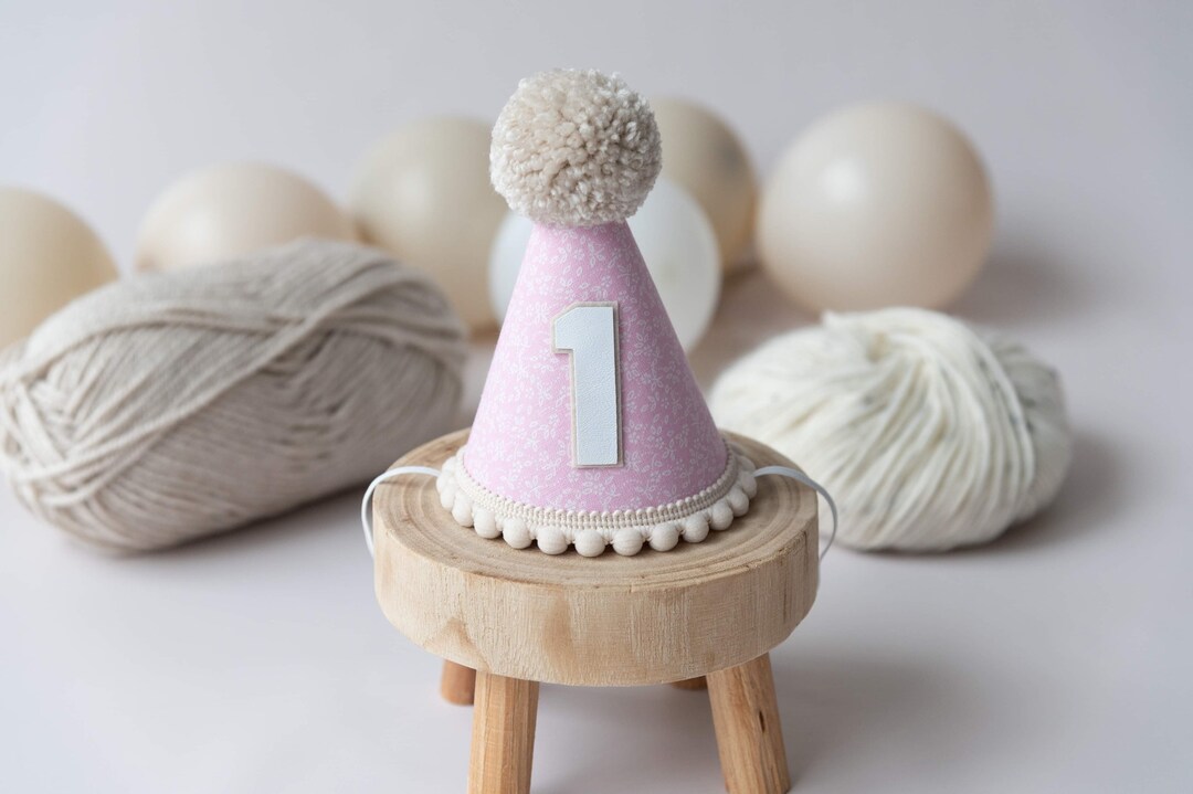 1st Birthday Hat Cake Smash Prop Birthday Party Hat Pink Floral - Etsy