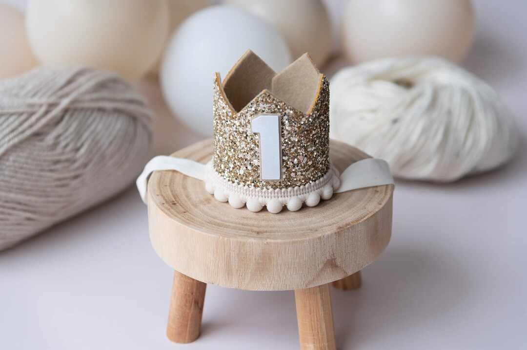 First Birthday Crown, Cake Smash Crown, Beige, 1st Birthday Gift, Cake ...