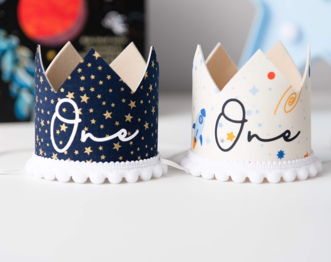 Space Themed First Birthday Crown | Galaxy Cake Smash Hat | Baby Boy ...