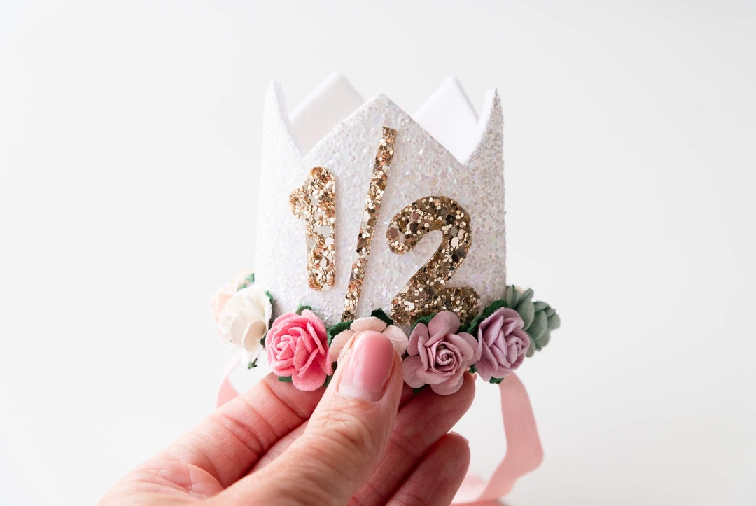 Half Birthday Crown, 6 Month Crown, Half Way to One, Rainbow - Etsy