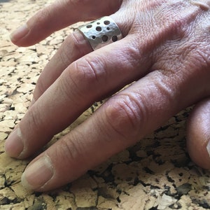 Hand Hammered Silver Ring With Irregular Holes to Front - Etsy