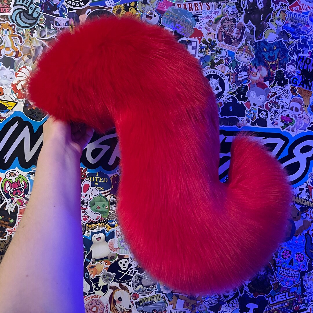 Medium Fursuit Tail UV Reactive Red Fur - Etsy