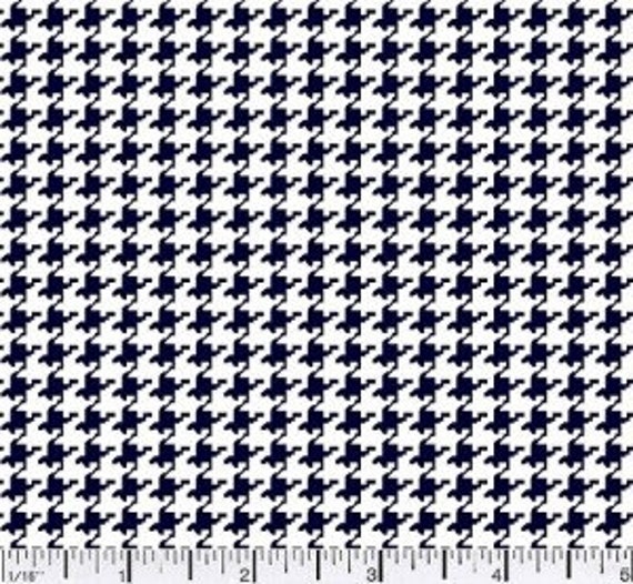 Navy Happy Houndstooth Cotton Fabric SHIPS FAST Free Shipping | Etsy