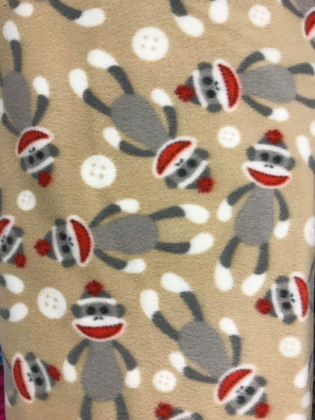Sock Monkey Fleece Fabric Sock Monkey Fleece Fabric is 60" Wide Fleece ...
