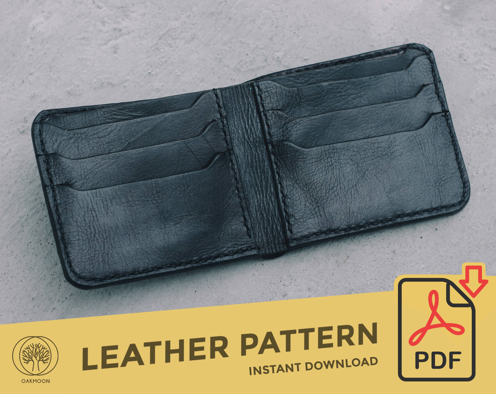 Bifold Leather Wallet Template Pattern PDF Leather - Etsy