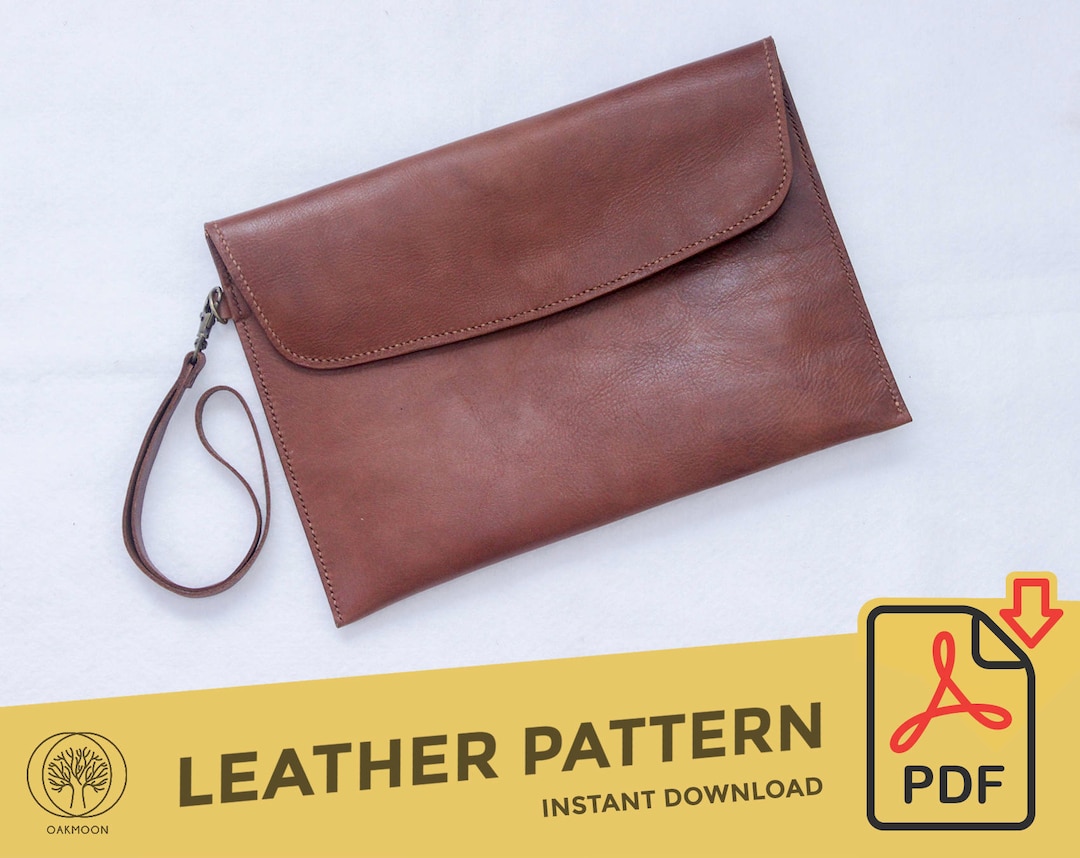 Leather Clutch \\ Template Pattern PDF \\ Leather Crafting \\ PDF ...
