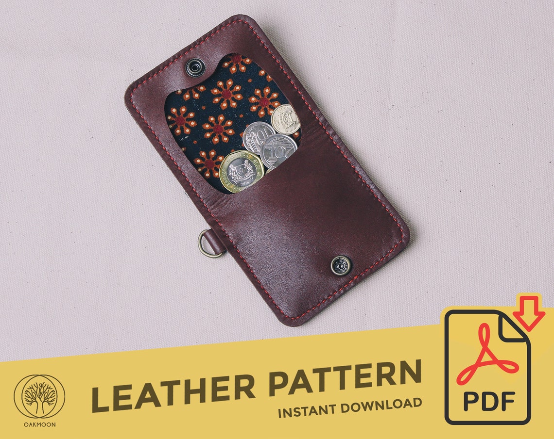 Leather Coin Pouch \\ Template Pattern PDF \\ Leather Crafting \\ PDF ...