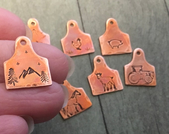 Cattle Tag, Small Cow Ear Tag Charm, Choice of Farm Design Stamps - Etsy