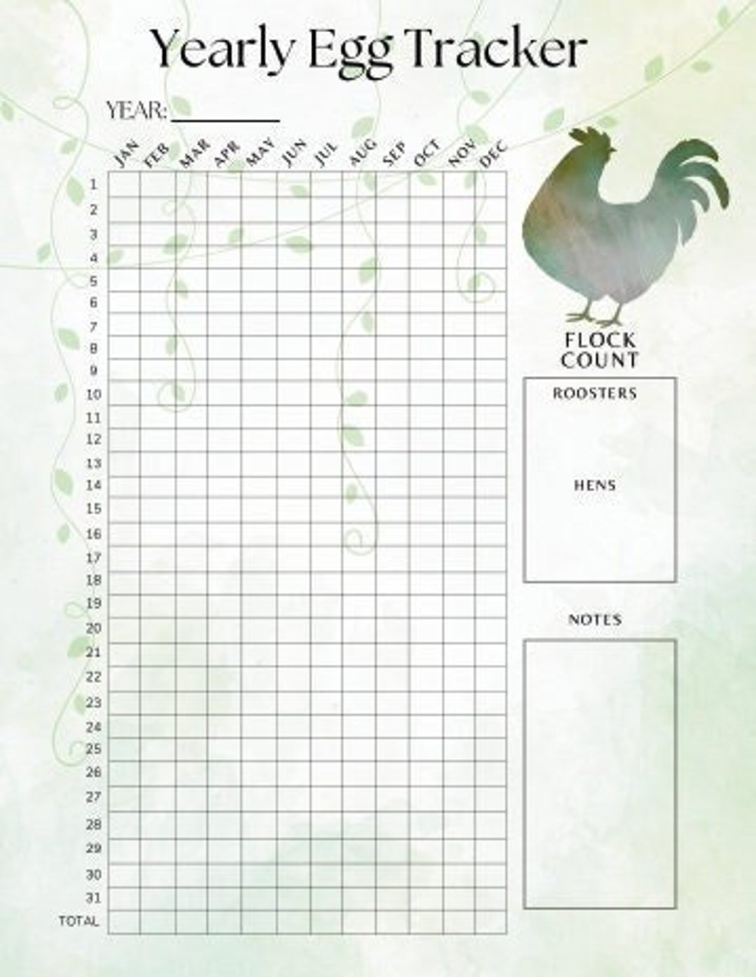 Printable Yearly Egg Tracker (digital File) - Etsy