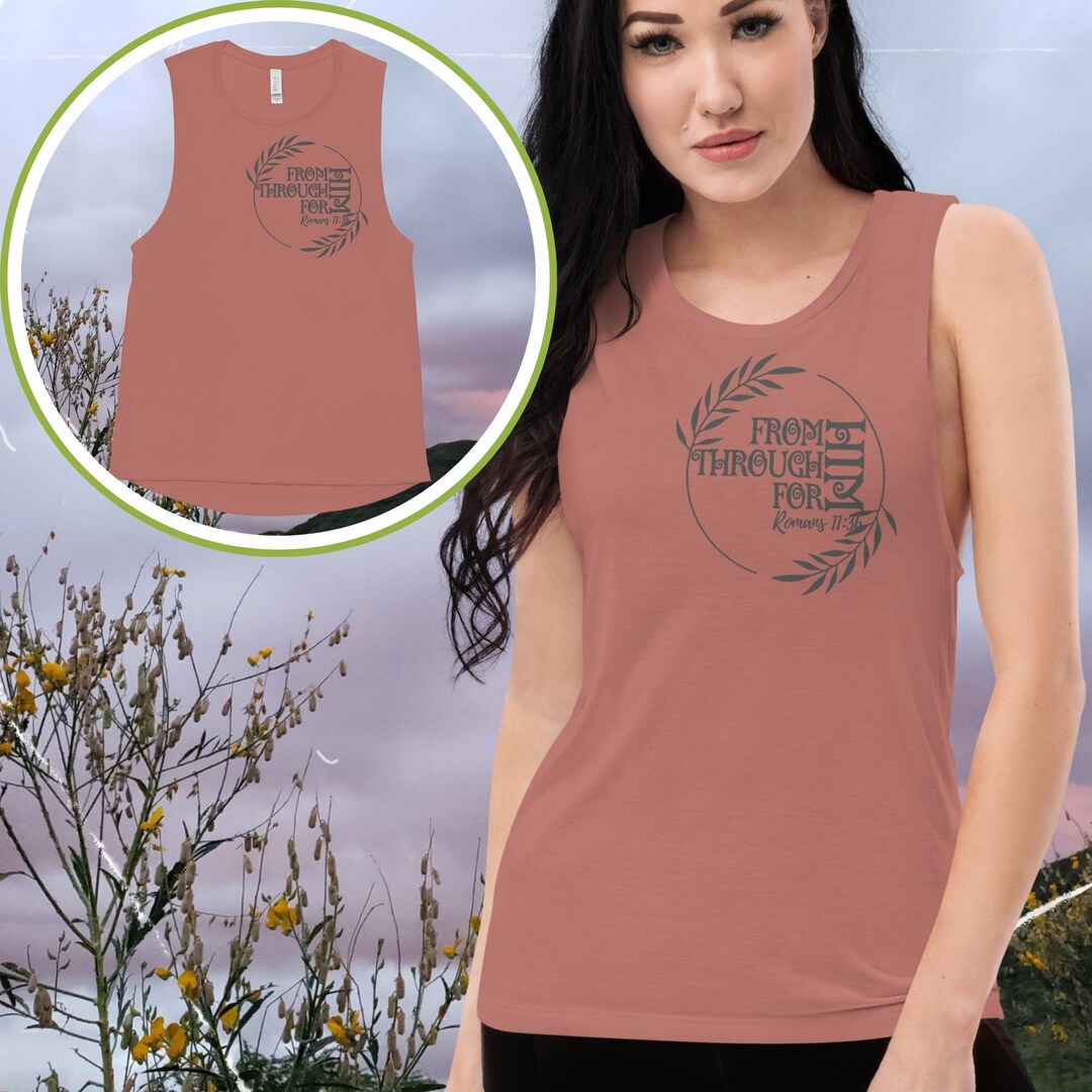 Christian Tank Top Ladies Muscle Tank Gray Fromhim11:36 Leaf Vine ...
