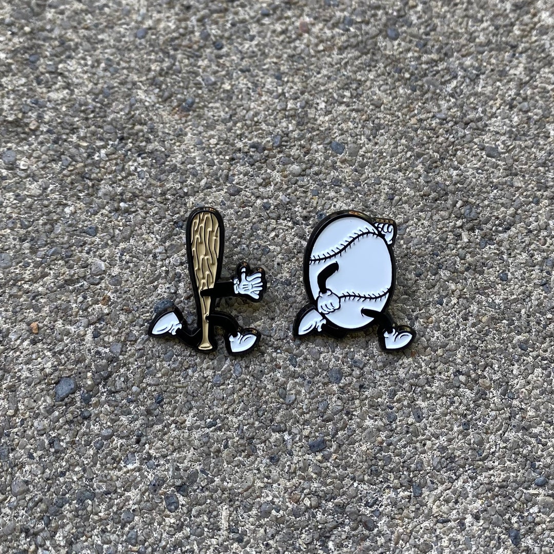 Baseball Bat Chasing Ball Soft Enamel Pin Set - Etsy