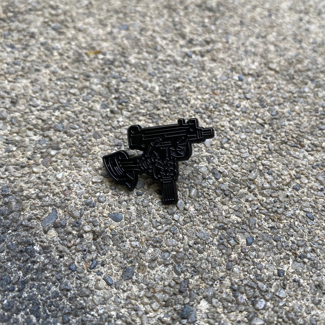 Uzi Soft Enamel Pin (black) for (hats, Bags, Vest, Jackets, Beanies ...