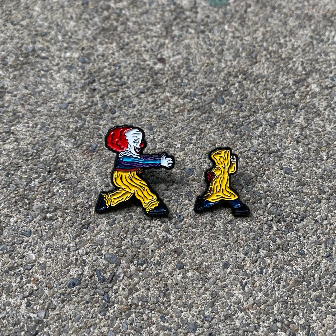 Horror Clown Chasing Kid Soft Enamel Pin Set - Etsy