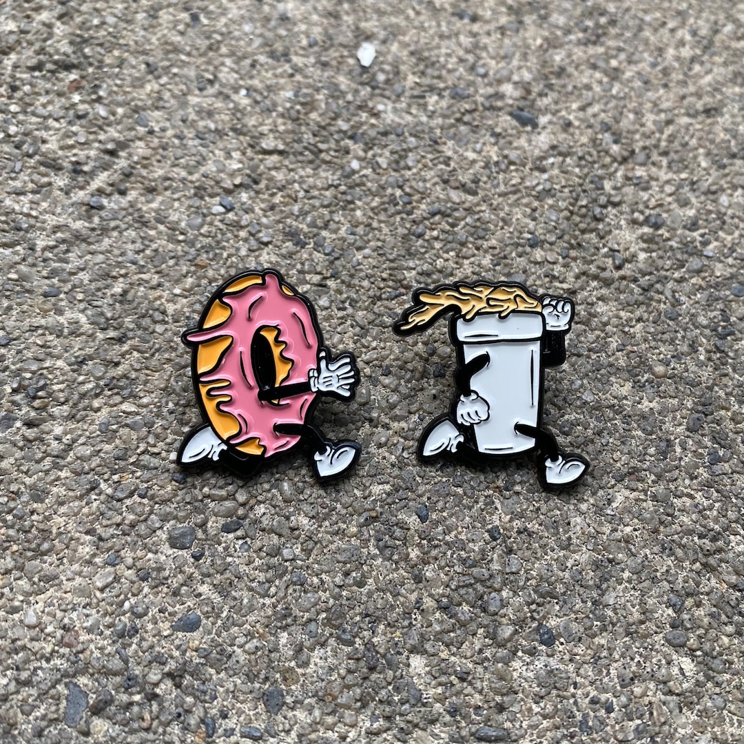 Donut Chasing Coffee Soft Enamel Pin Set for hats, Bags, Vest, Jackets ...