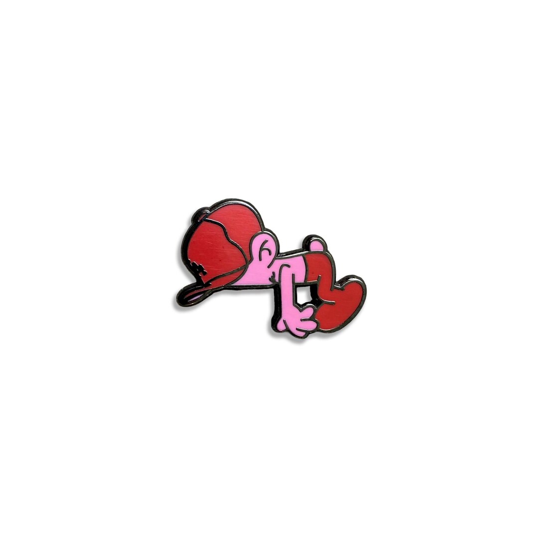 Slumped Hard Enamel Pin (pink/red) for (hats, Bags, Vest, Jackets ...
