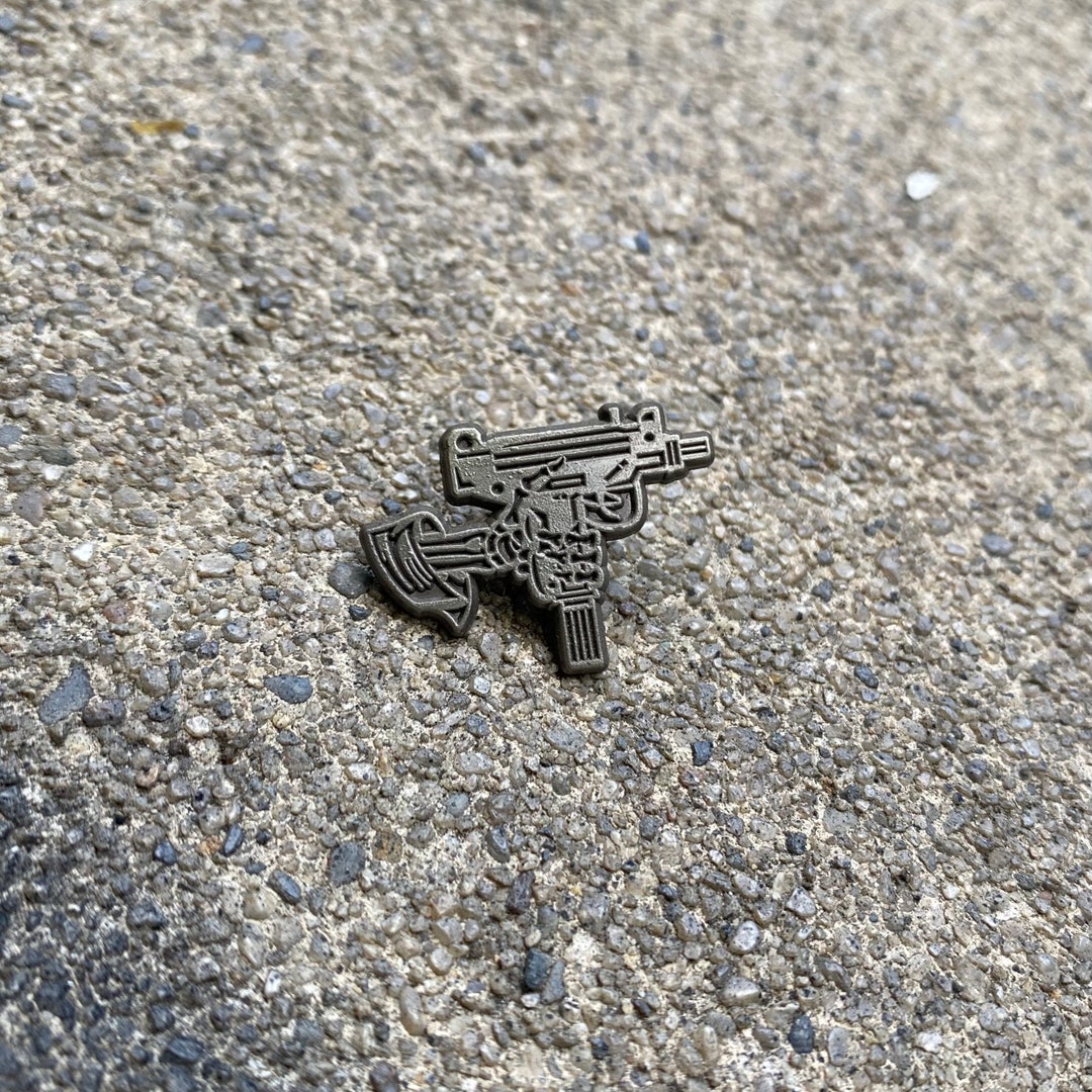 Reaper Hand Holding Uzi Antique Enamel Pin - Etsy UK