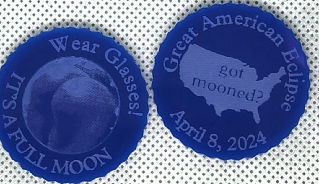 Blue Moon Gift. Solar Eclipse Mooned Coin or Token. Blue Acrylic Front ...