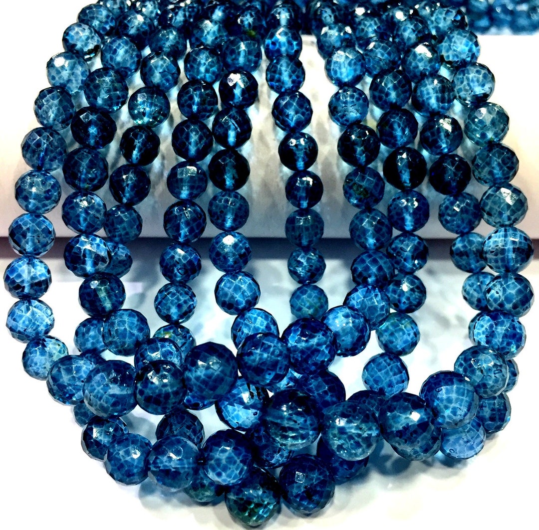 AAA+ Quality~~natural London Topaz Faceted Round Ball Beads Coated ...