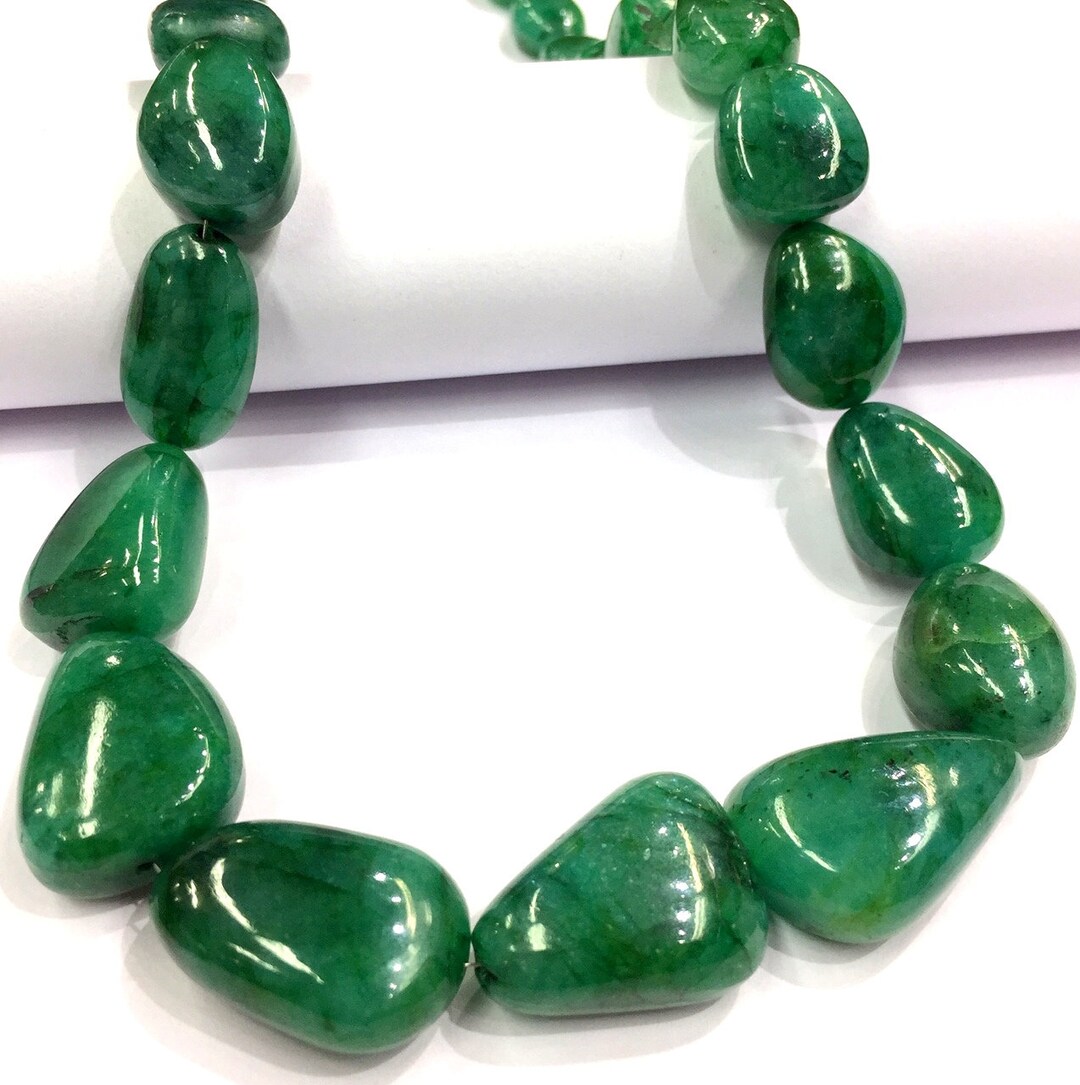 Natural Green Beryl Nuggets Beads Emerald Smooth Nuggets Shape Beads ...
