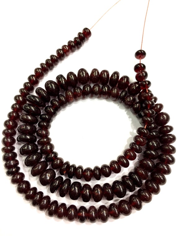 Natural Gemstone Garnet Smooth Gemstone Beads Garnet Rondelle - Etsy