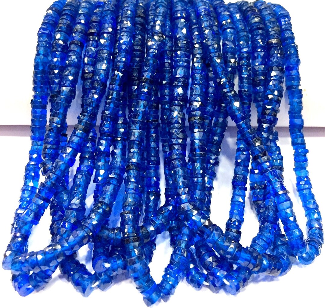 AAA+ Quality~rare Natural Blue Sapphire Faceted Tyre Cut Beads Sapphire ...