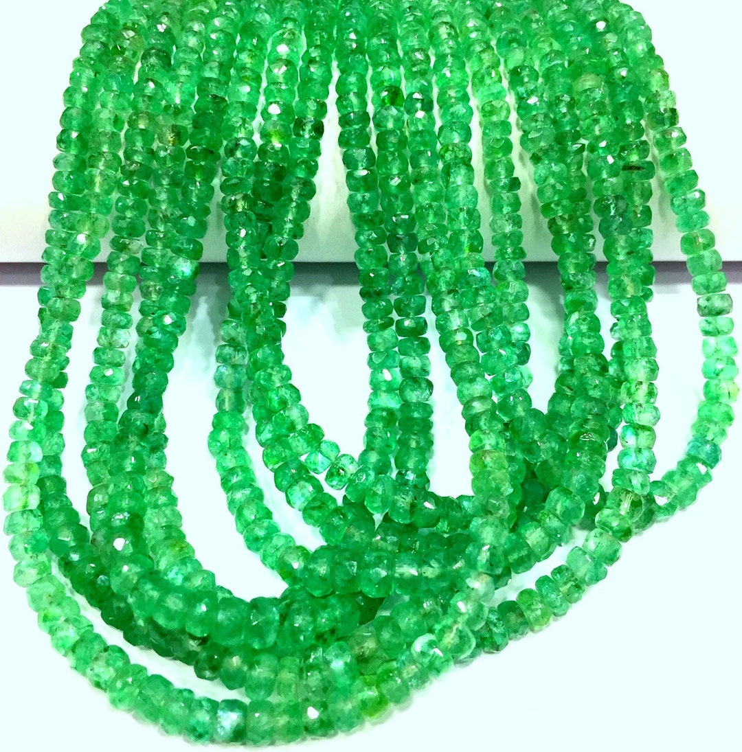 TOP Quality~~natural Emerald Faceted Rondelle Beads Great Luster ...