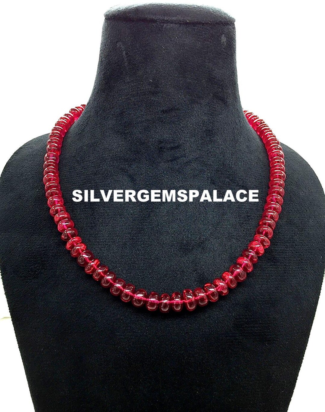 Ruby Necklace With Silver Clasp Ruby Corundum Rondelle Beads Smooth ...