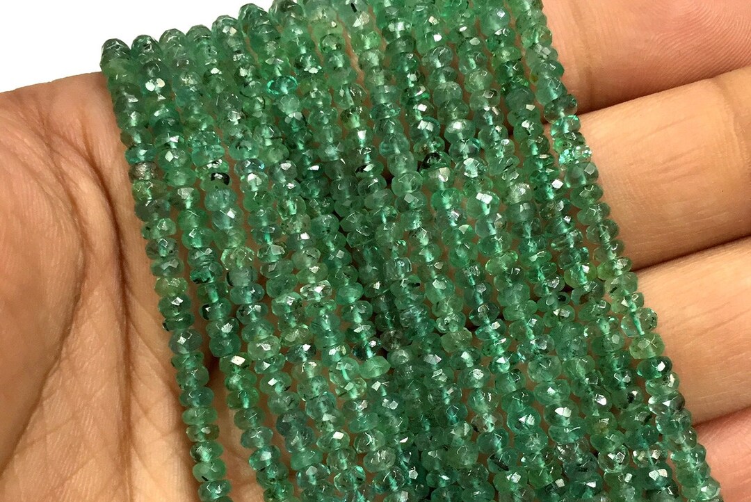 Natural Zambian Emerald Beads Faceted Emerald Rondelle Beads Real ...